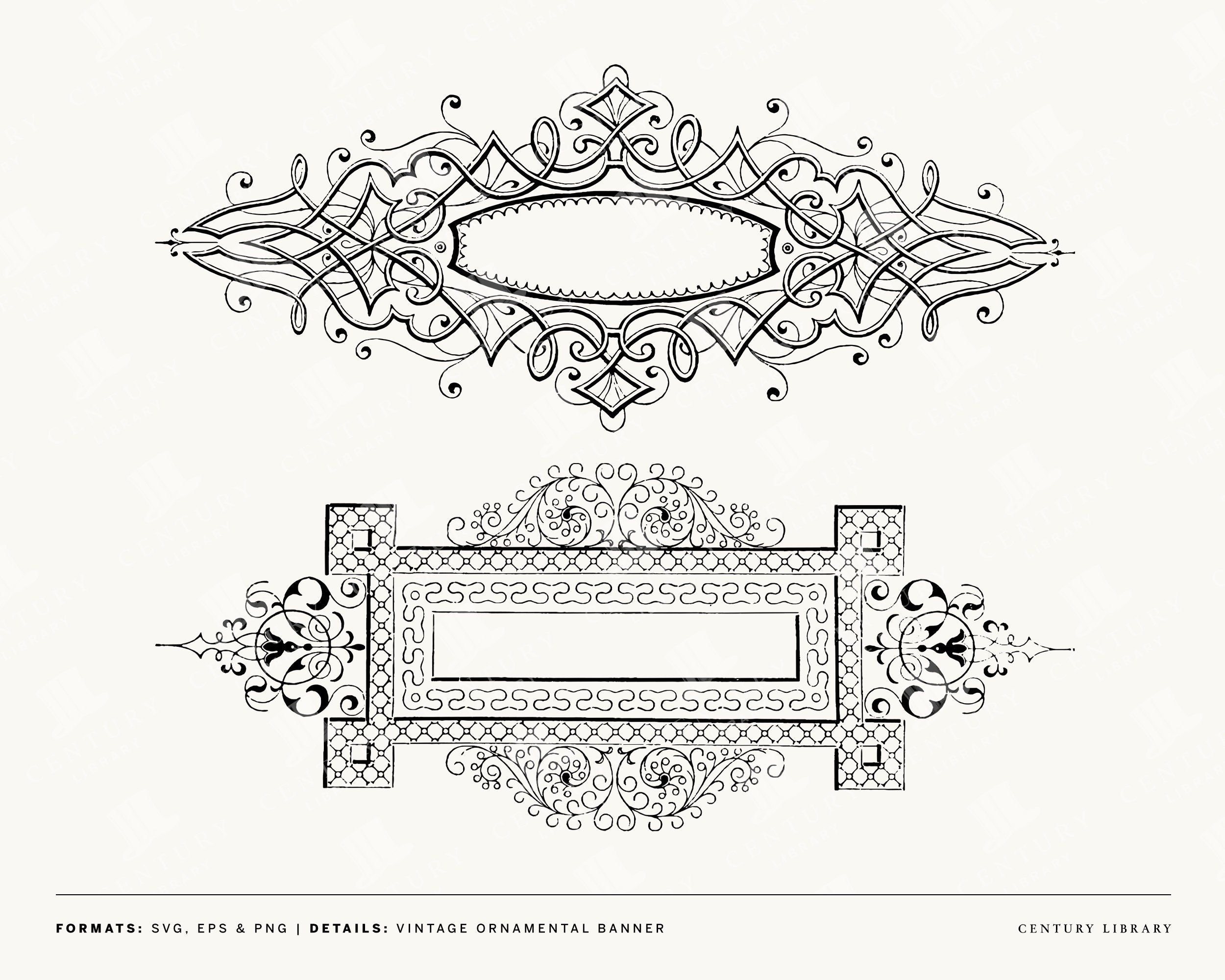 Ornamental Banner Designs SVG, PNG and EPS - Decorative Vintage Line ...