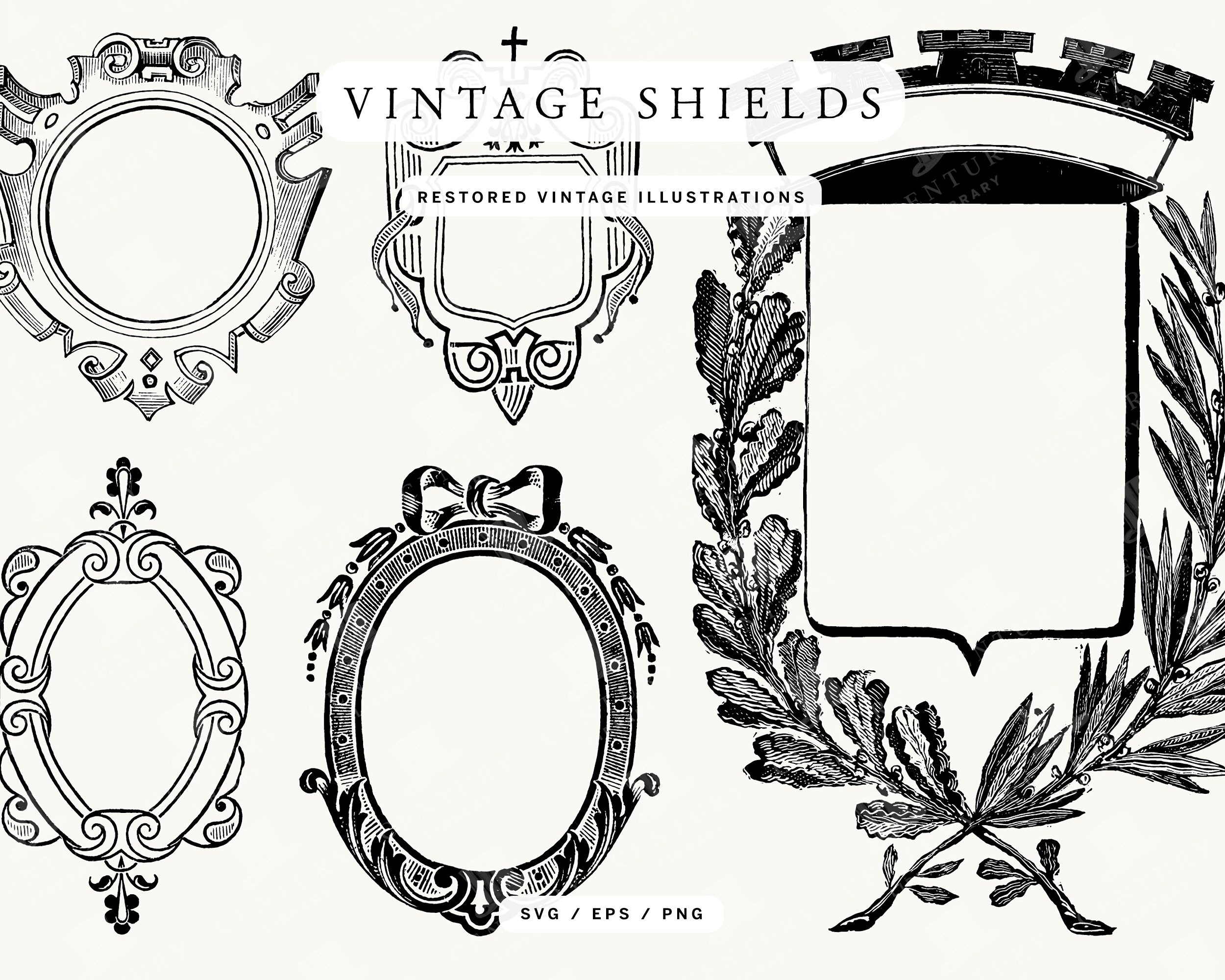 Vintage Shield Vector Clip Art Illustrations - Decorative Design Assets ...