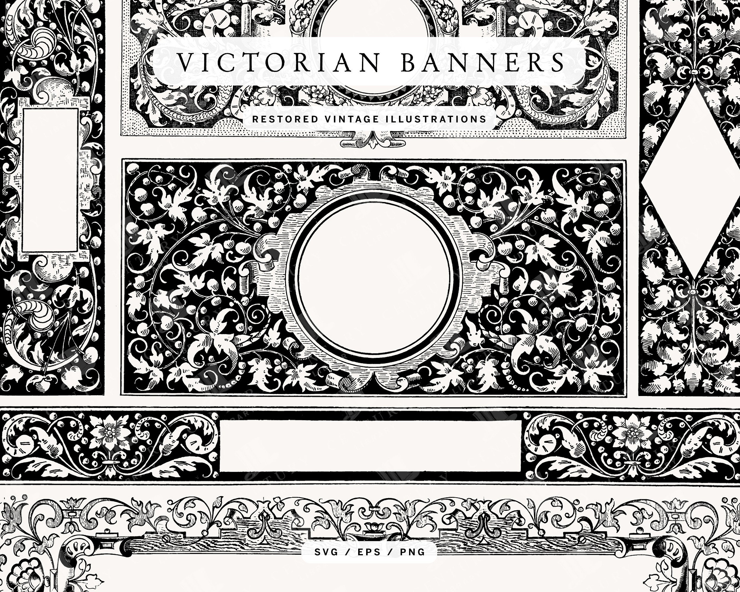 Vintage Banner and Label Designs in Vector and PNG Formats - Decorative ...