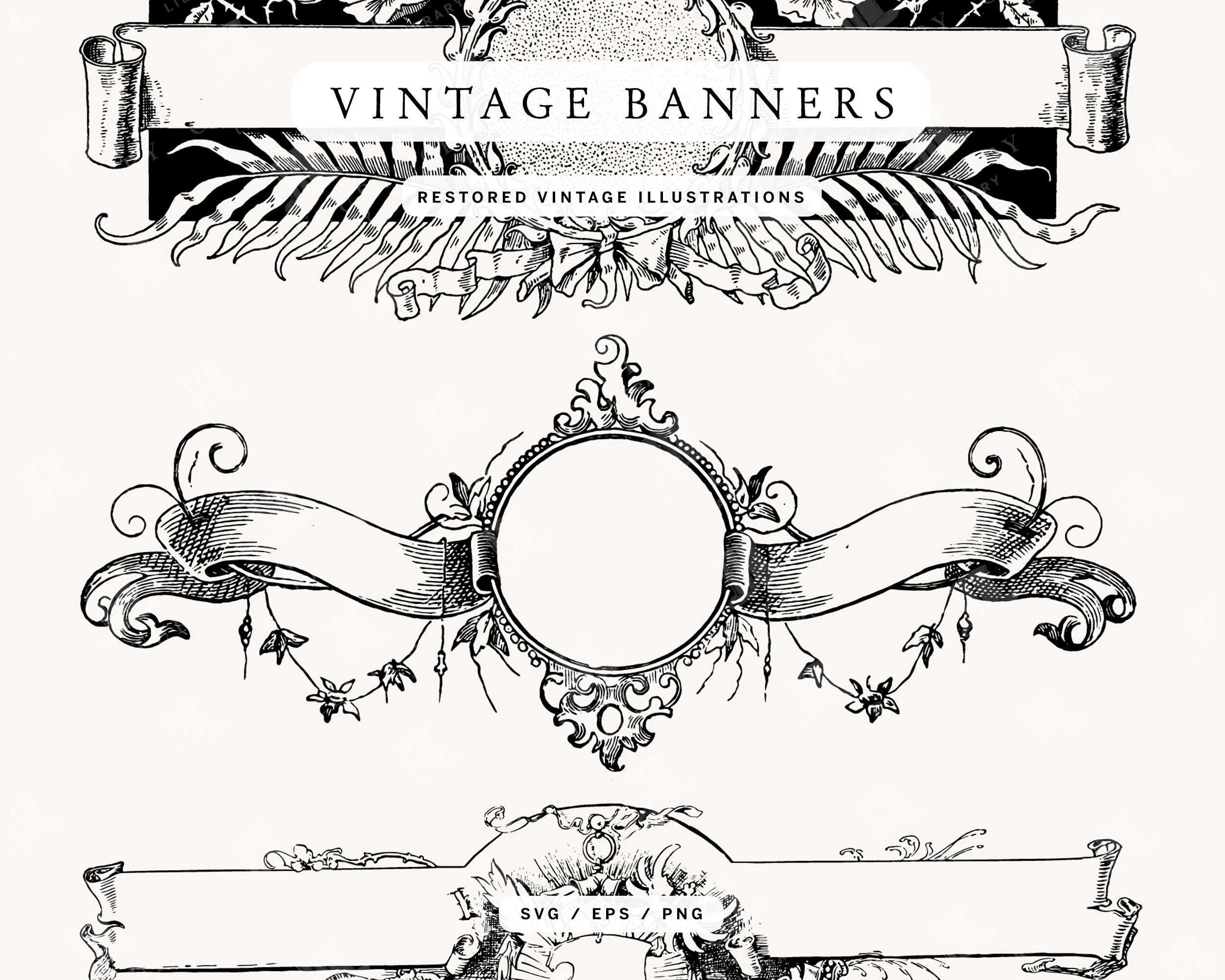 Border and Banner SVG Clipart Vector Art for Invitations and Design - Etsy