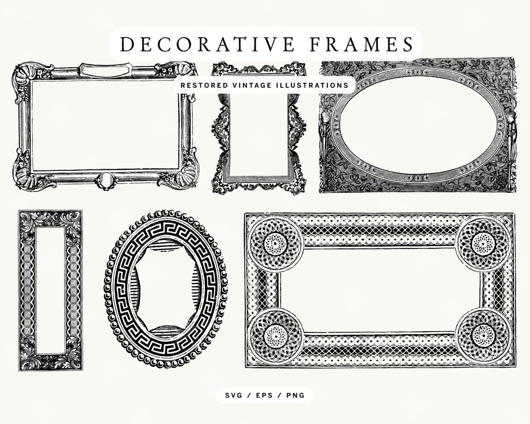 Vintage Borders and Frame Clip Art - Victorian Decorative Design Assets ...