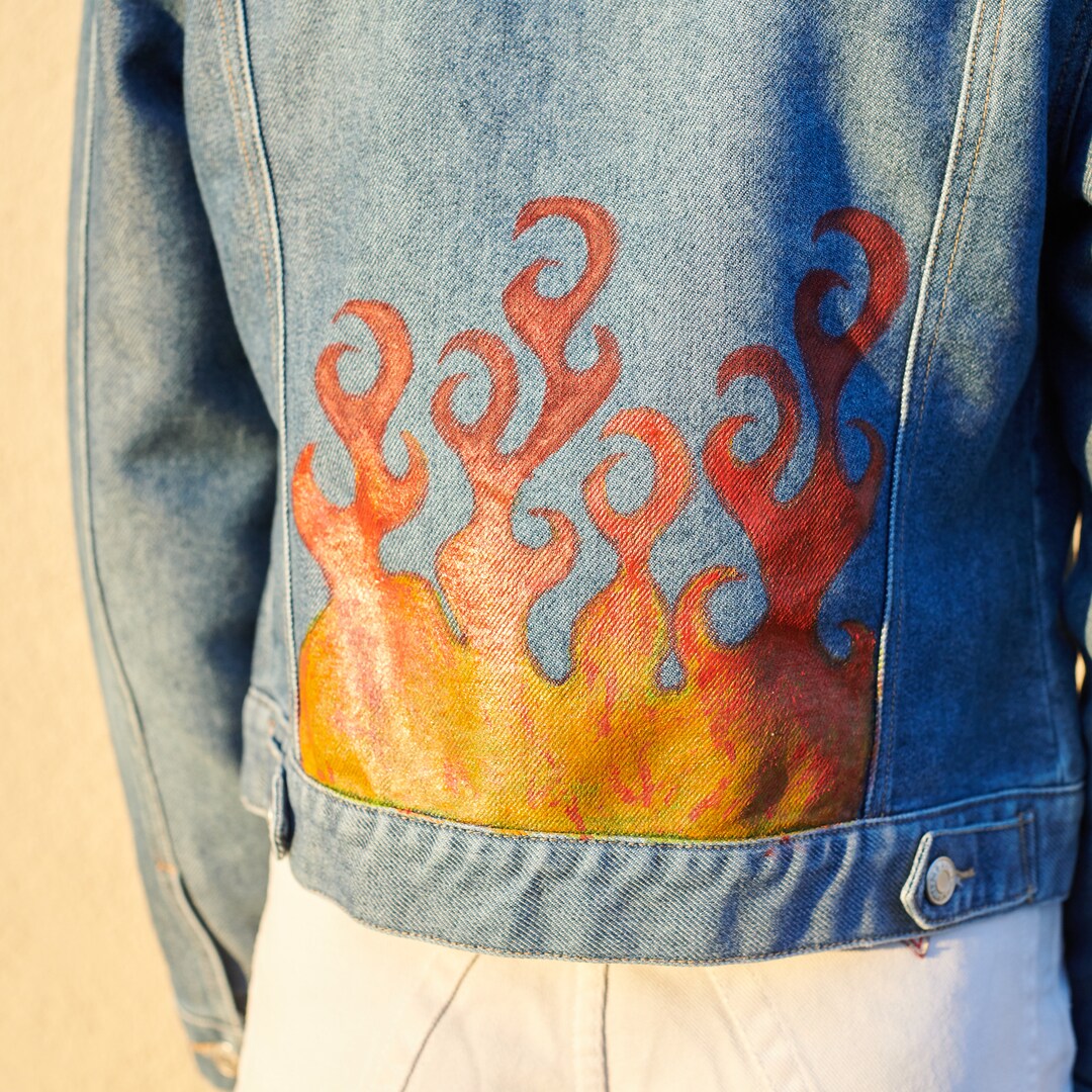 Flame Denim Jacket - Etsy