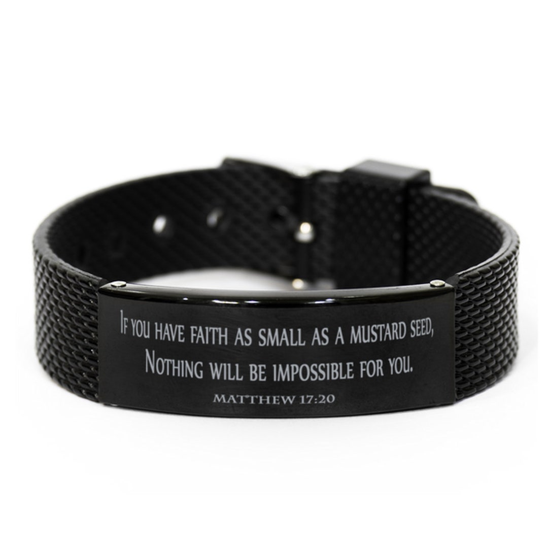 Pulsera del verso de la Biblia, pulsera de la malla del tiburón negro ...
