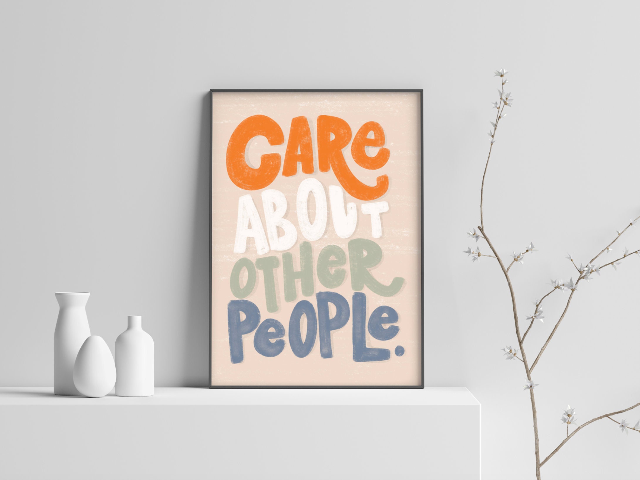Care About Other People Print Hand Lettering Poster | Etsy