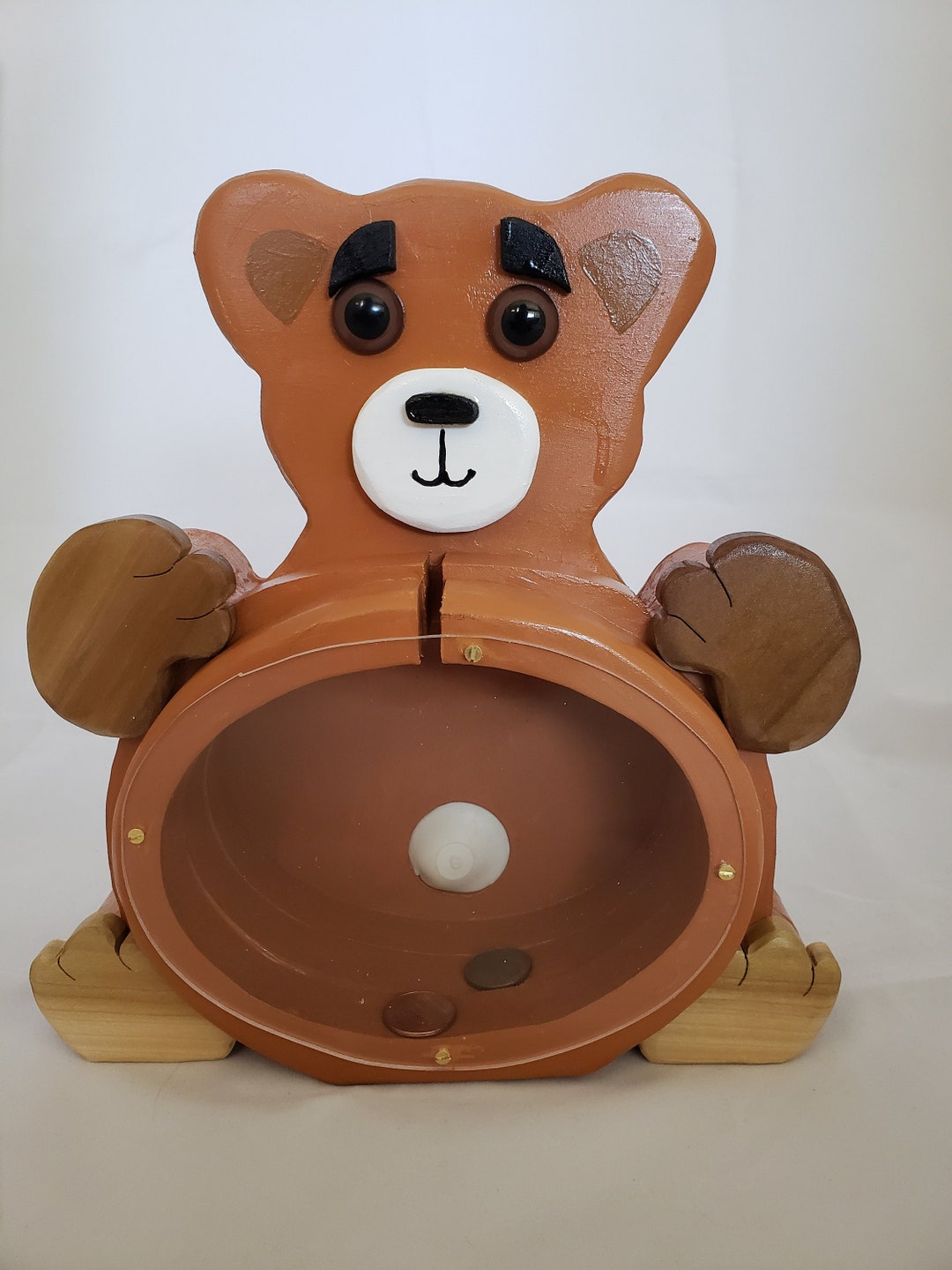 Teddy Bear Kids Bank, Made From Solid Wood in Shades of Brown - Etsy