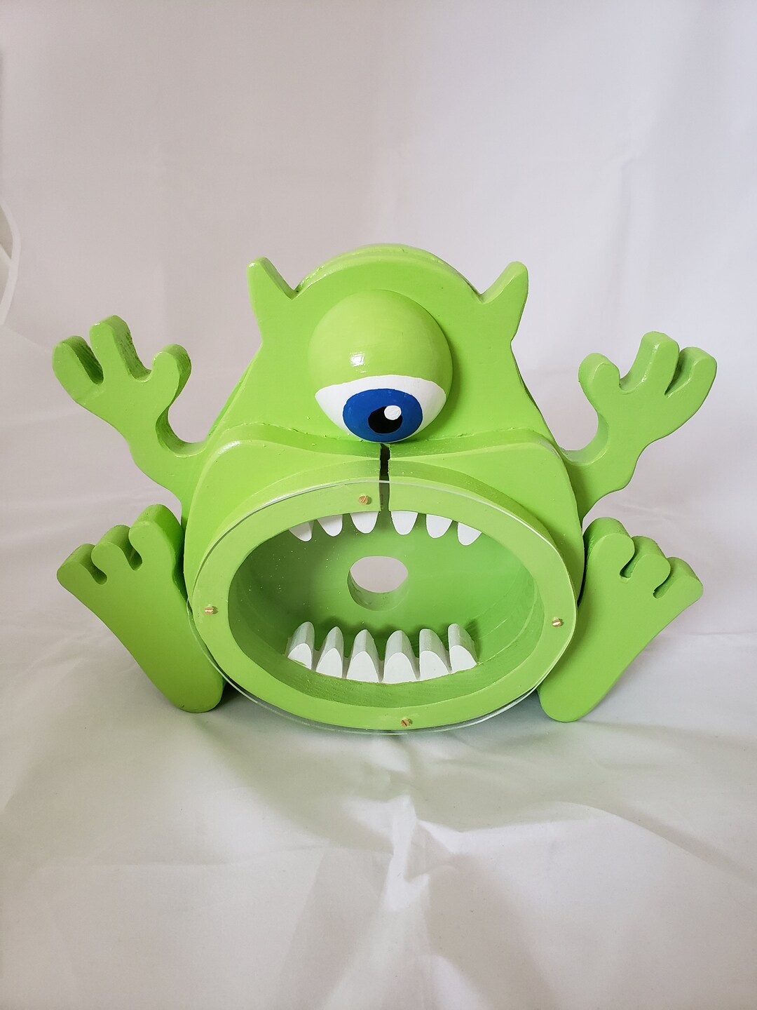 One Eyed Alien Monster Bank in Lime Green Made From Solid Wood - Etsy