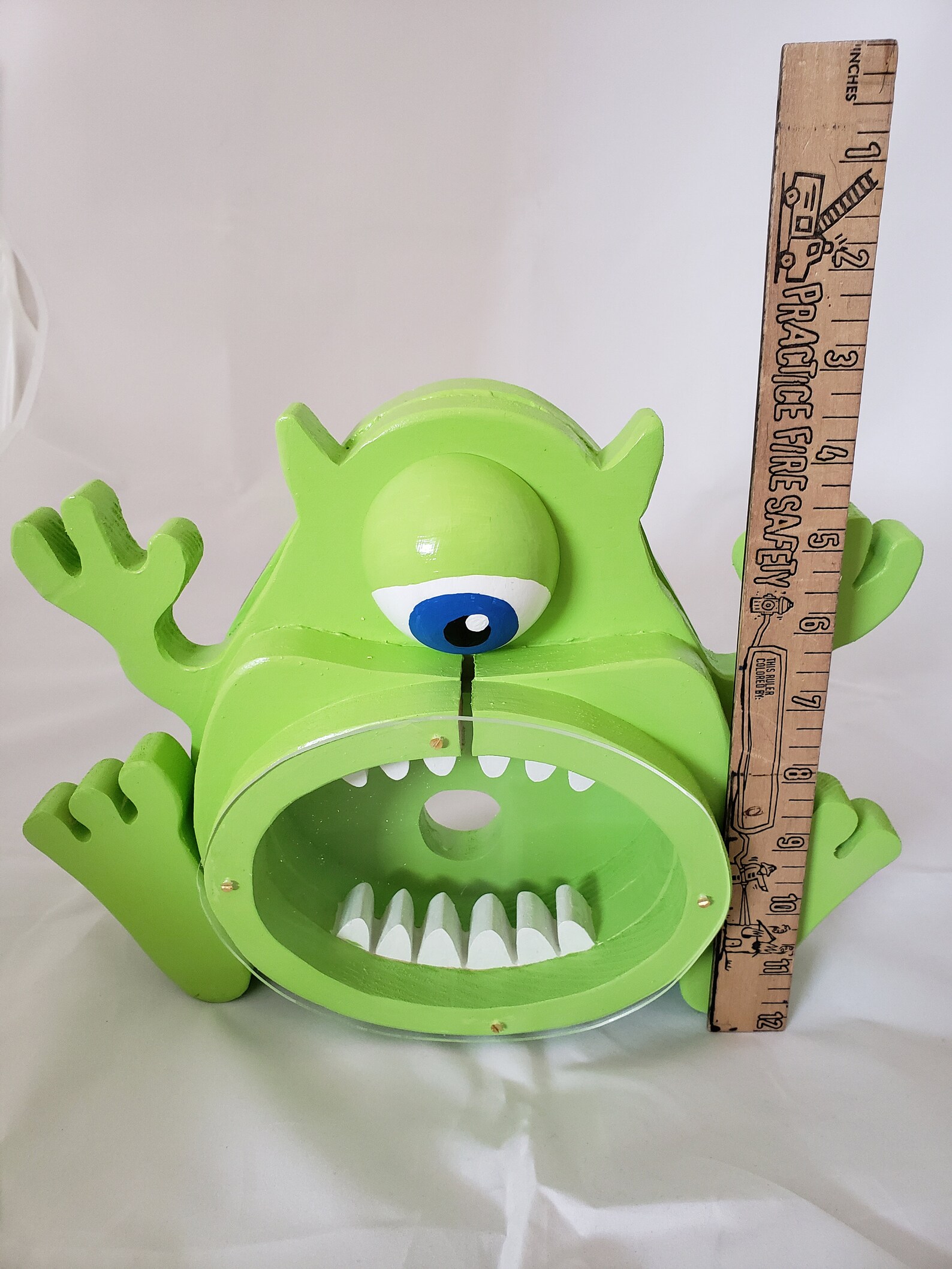 One Eyed Alien Monster Bank in Lime Green Made From Solid Wood - Etsy