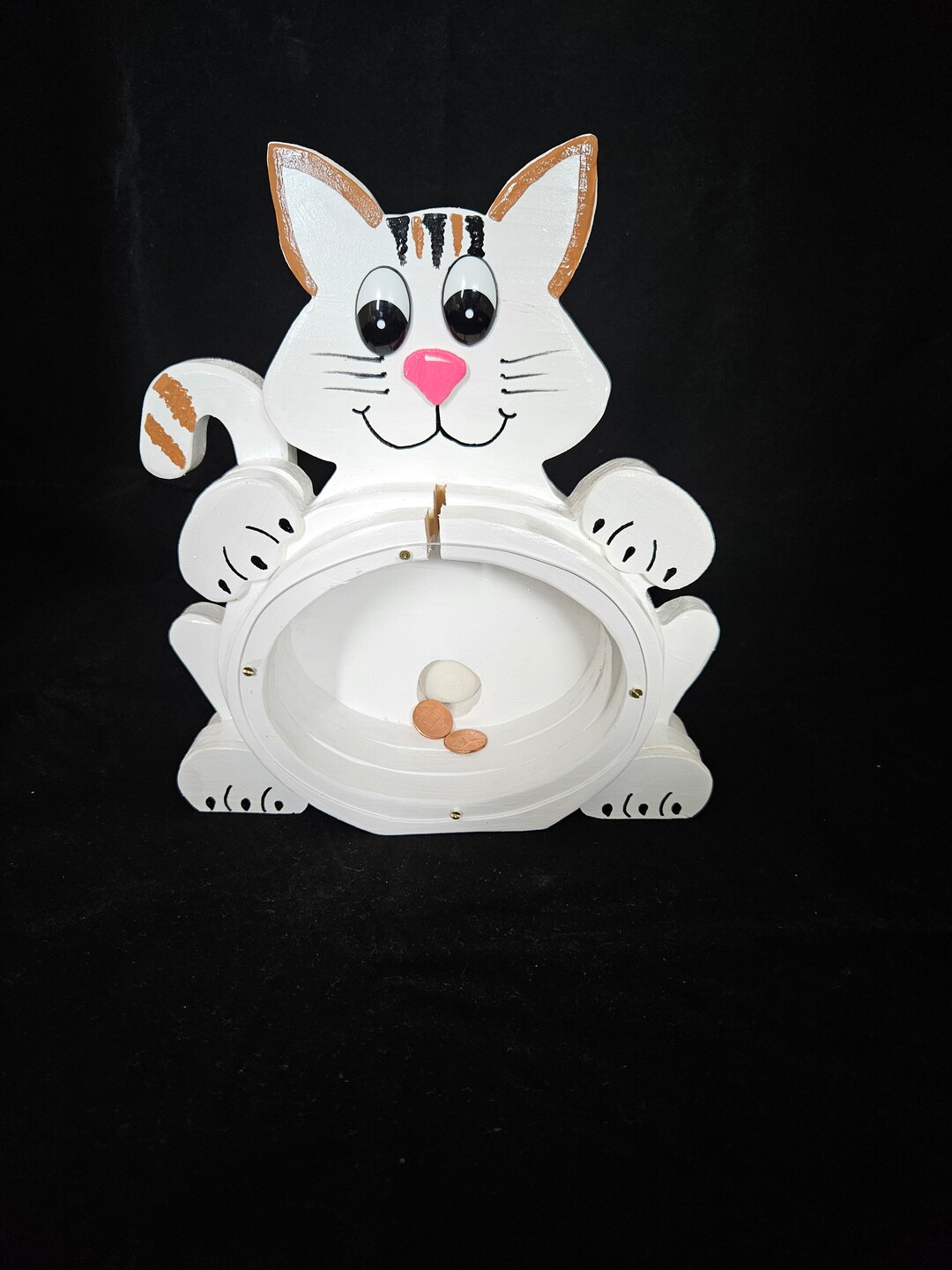 Cat Bank Made From Solid Wood, Painted White, and Browm With a Pink ...