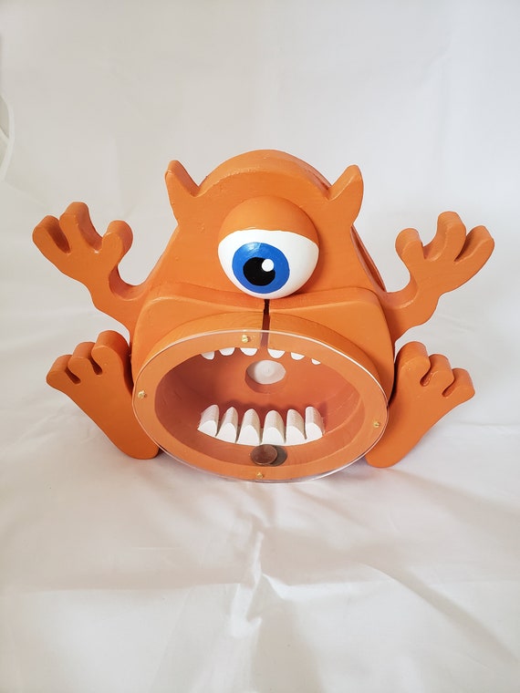 One Eyed Alien Monster Bank in Bold Orange Made From Solid - Etsy