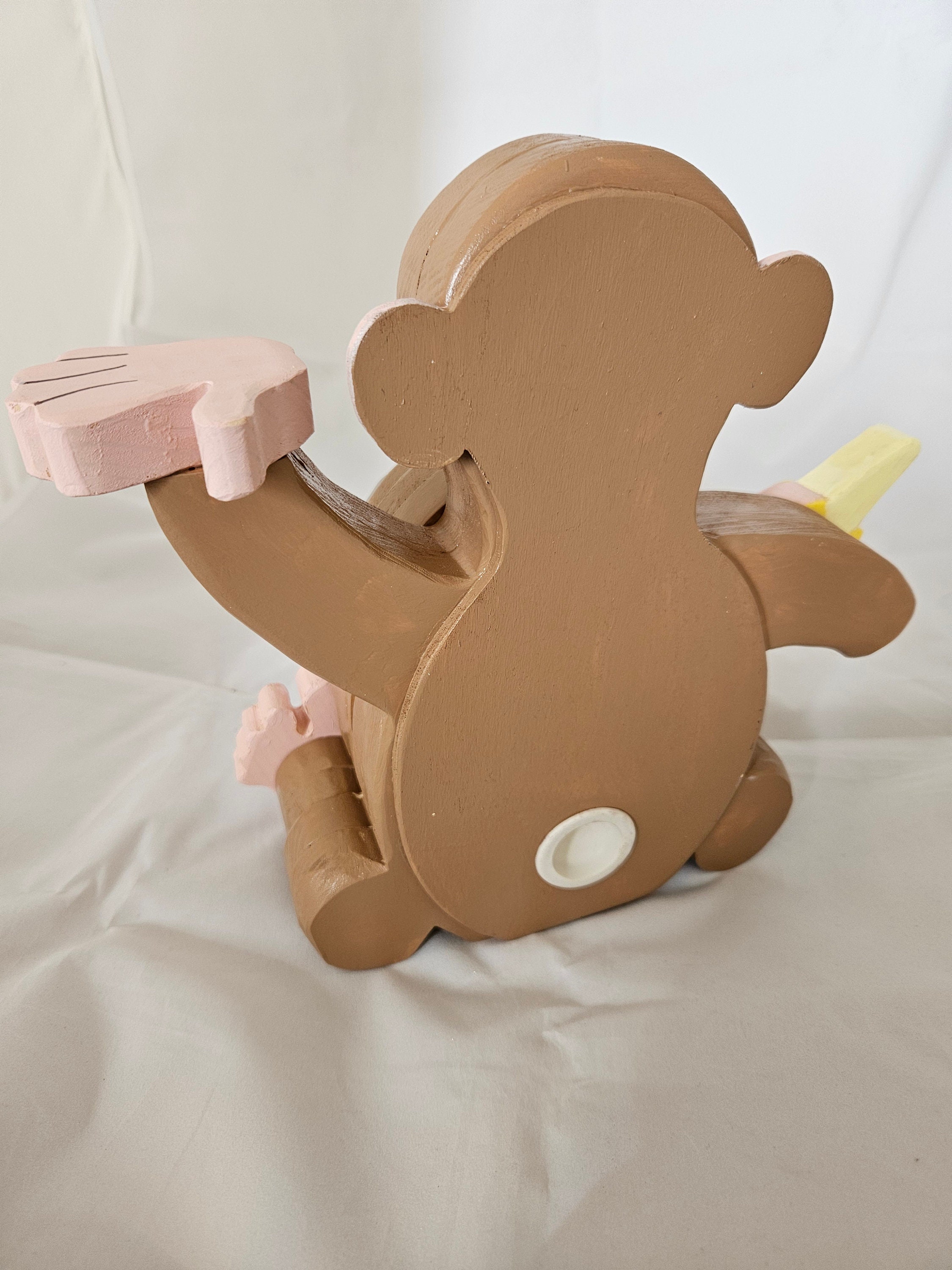 Monkey Bank Made From Solid Wood, in Brown, Pink and Yellow - Etsy