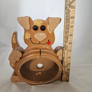 Dog Bank Made From Solid Wood in Brown With Fun High Lights. - Etsy