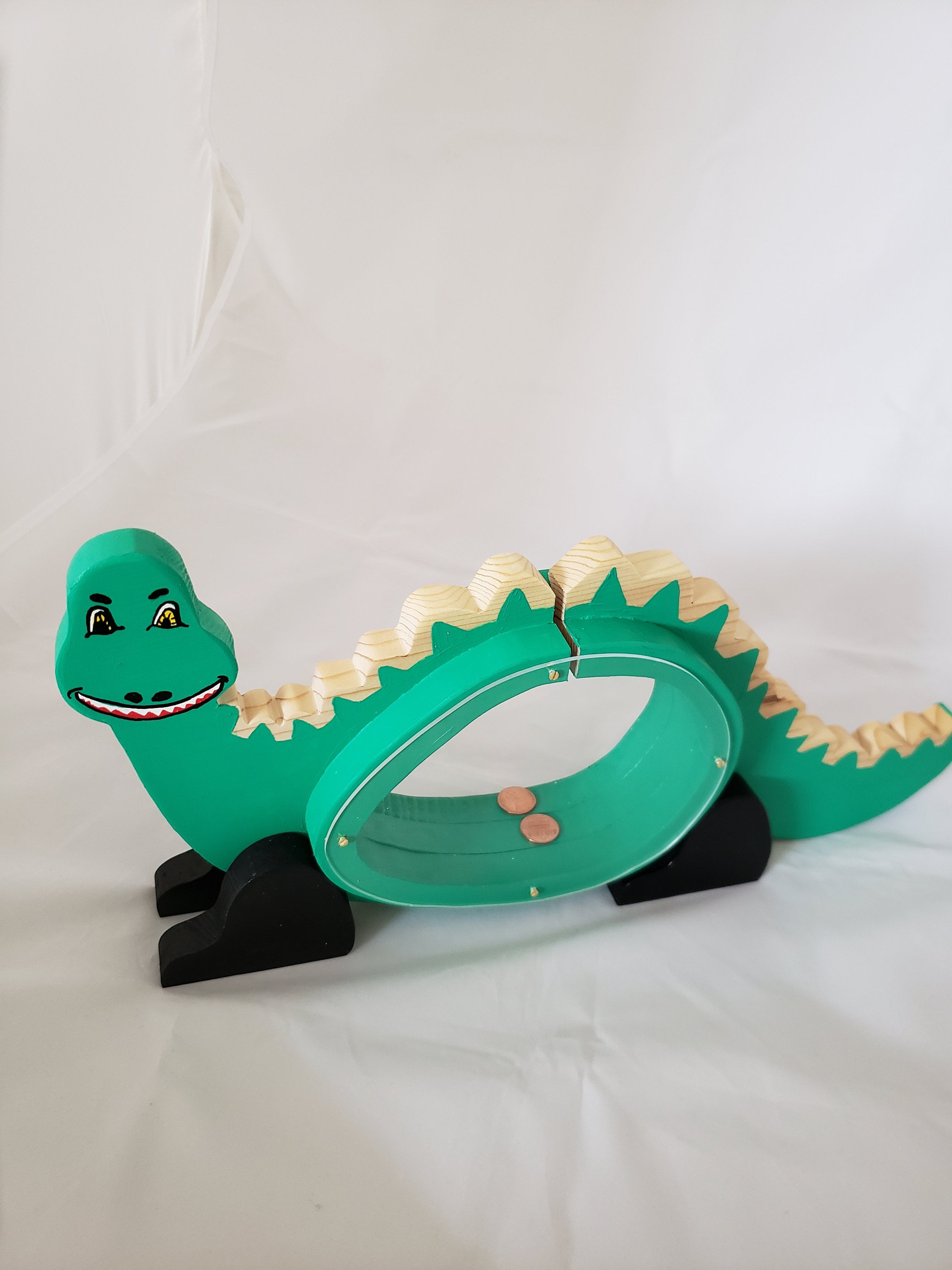 Dinosaur Handmade Bank From Solid Pine Wood, Great Fun for Children of ...