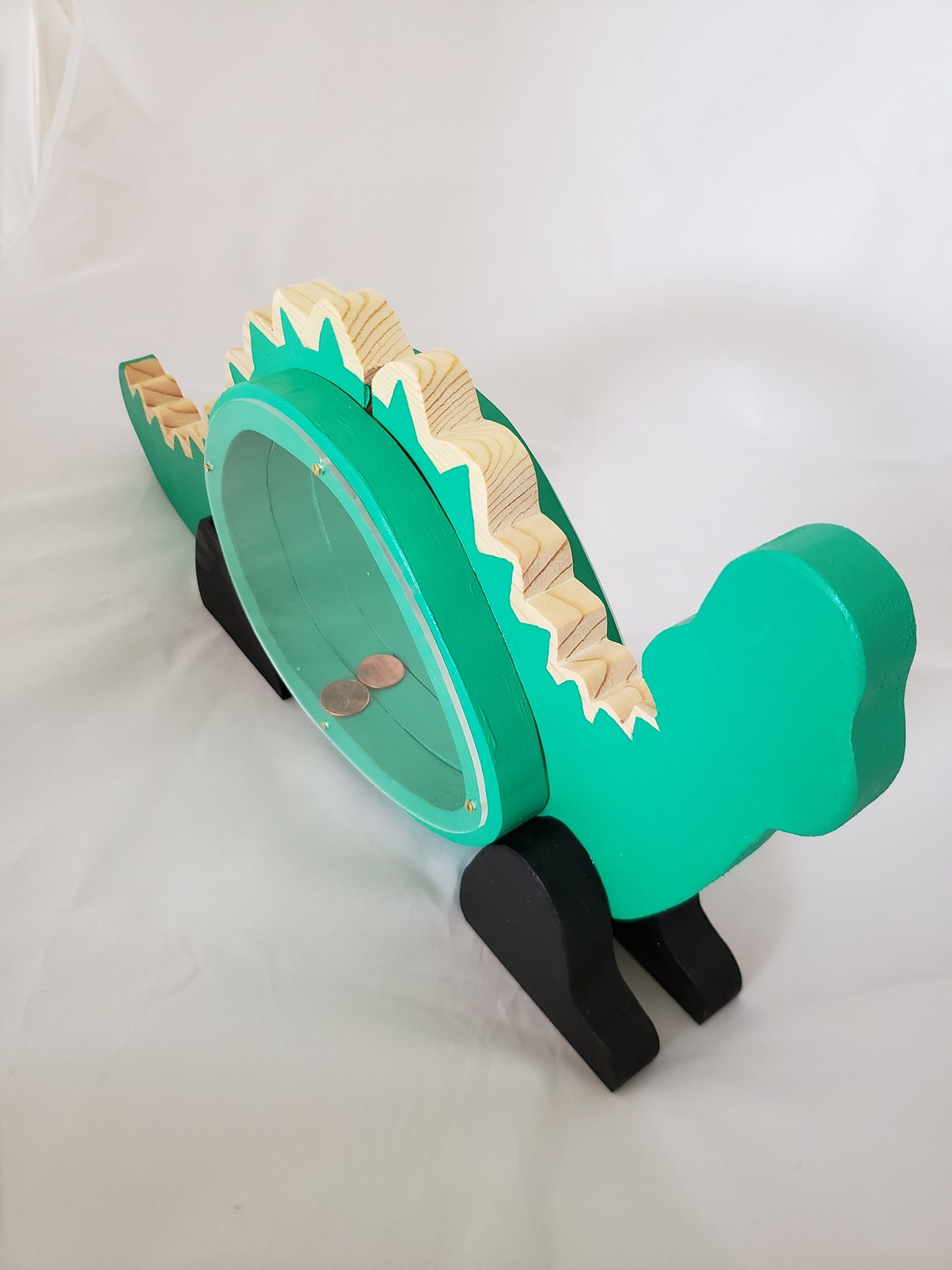 Dinosaur Handmade Bank From Solid Pine Wood, Great Fun for Children of ...