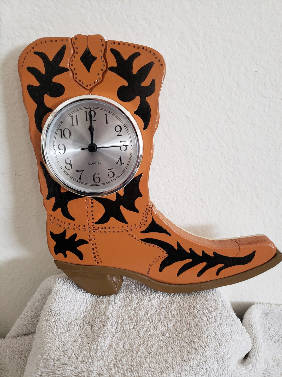 Western Cowboy Clock Made From Solid Wood Brown and Black - Etsy