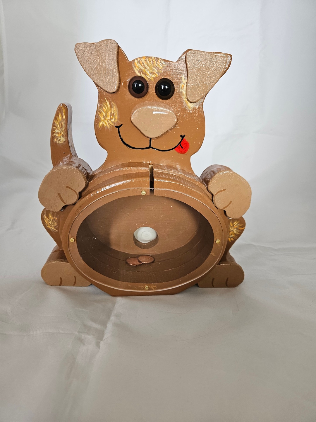 Dog Bank Made From Solid Wood in Brown With Fun High Lights. - Etsy