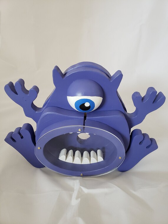 One Eyed Alien Monster Bank in Dark Purple Made From Solid - Etsy