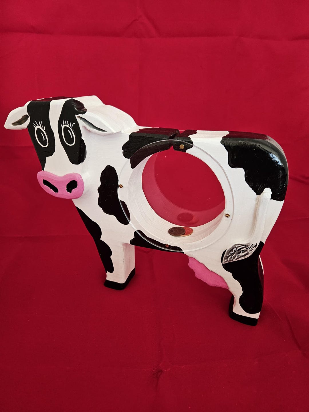 Cow Bank Made From From Solid Wood in Black and White - Etsy
