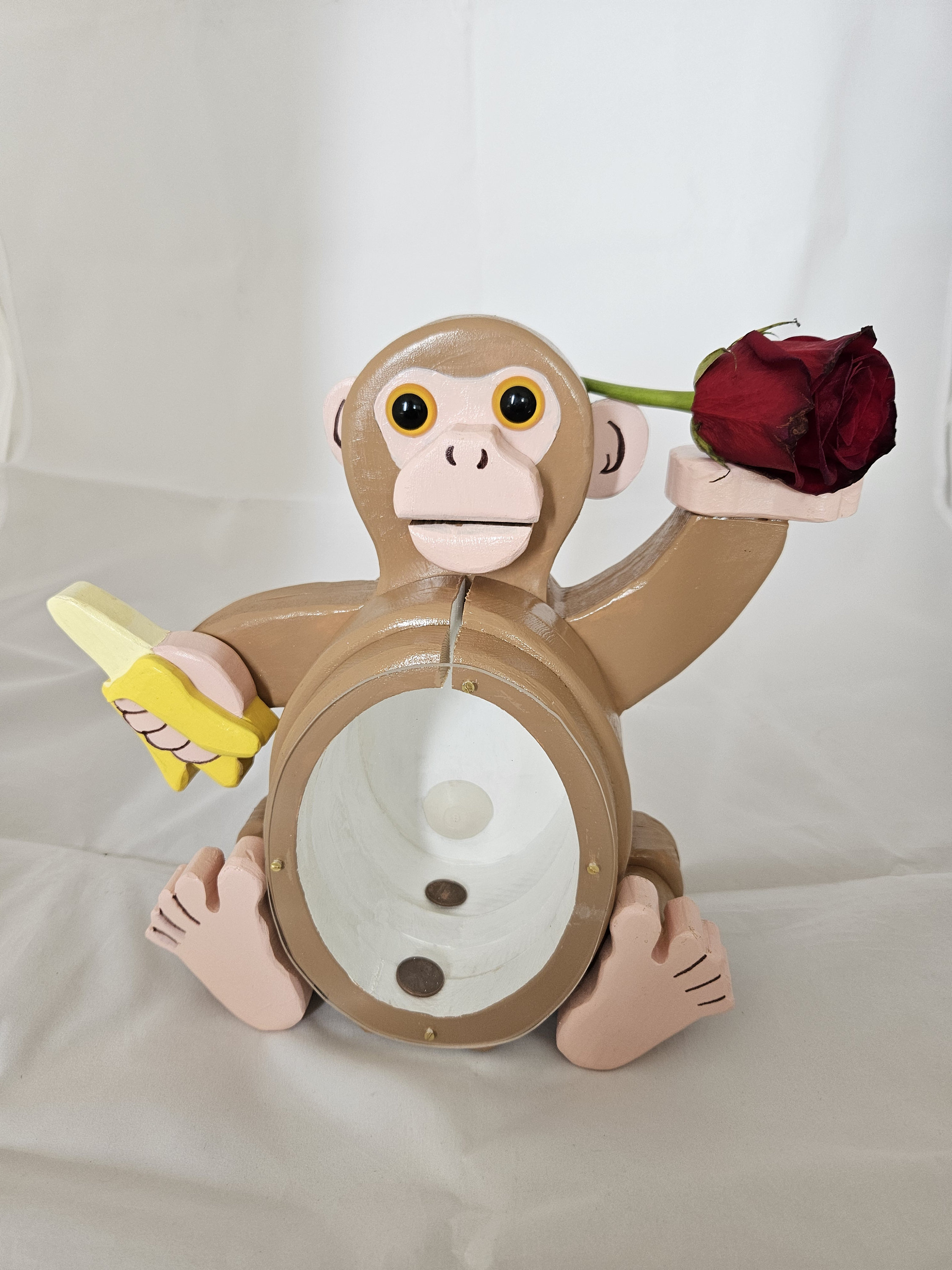 Monkey Bank Made From Solid Wood, in Brown, Pink and Yellow - Etsy