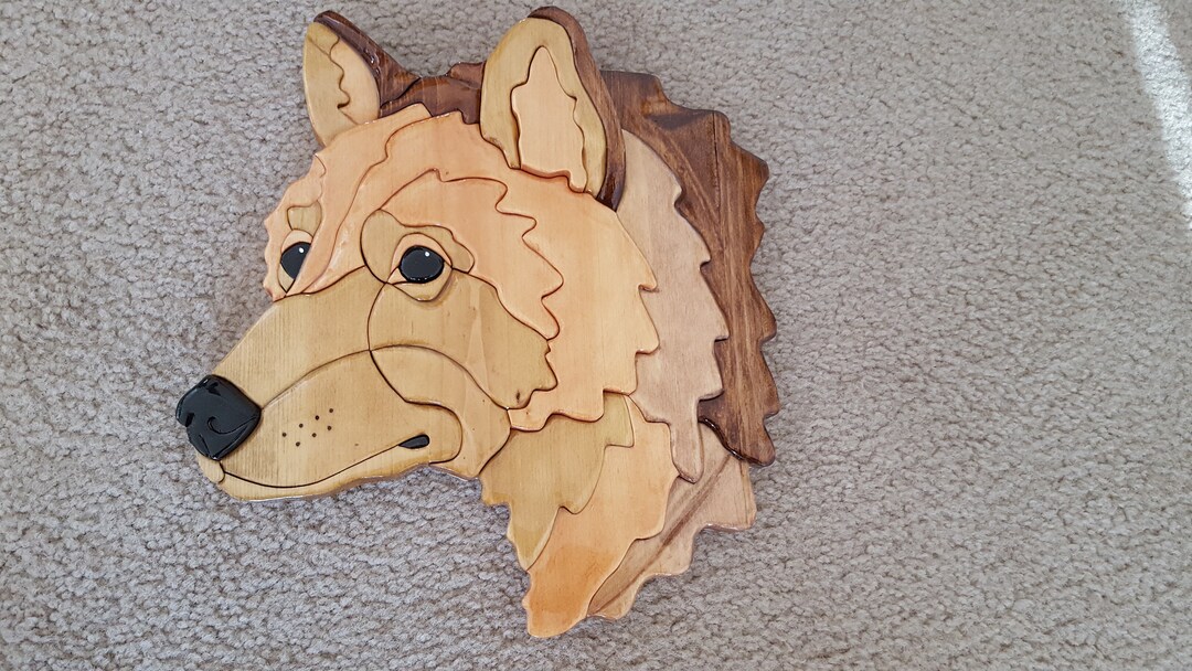 Wildlife Wolf Head Wall Handing. Intarsia Project Made With Solid Pine ...