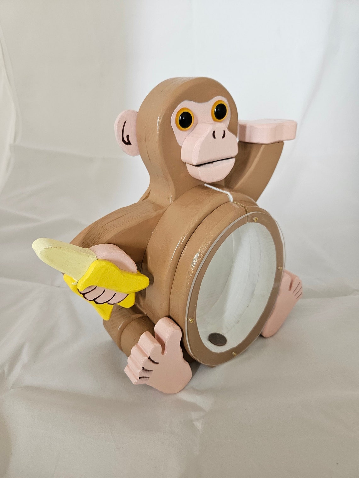 Monkey Bank Made From Solid Wood, in Brown, Pink and Yellow - Etsy