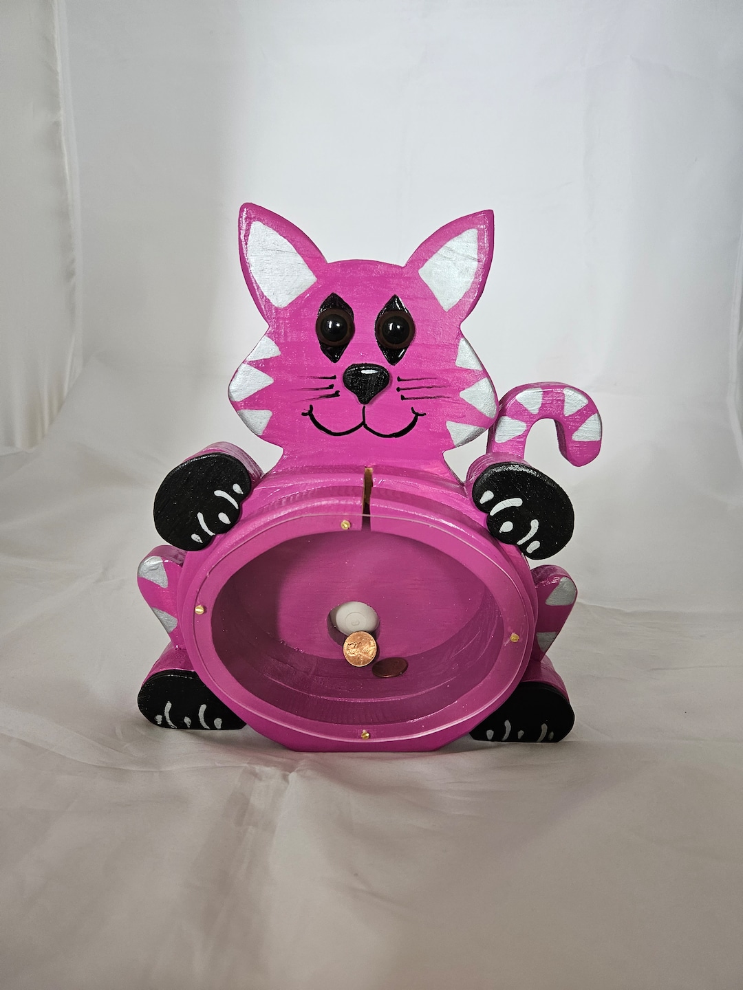 Cat Bank Made From Solid Wood in Hot Pink, Black and Silver - Etsy