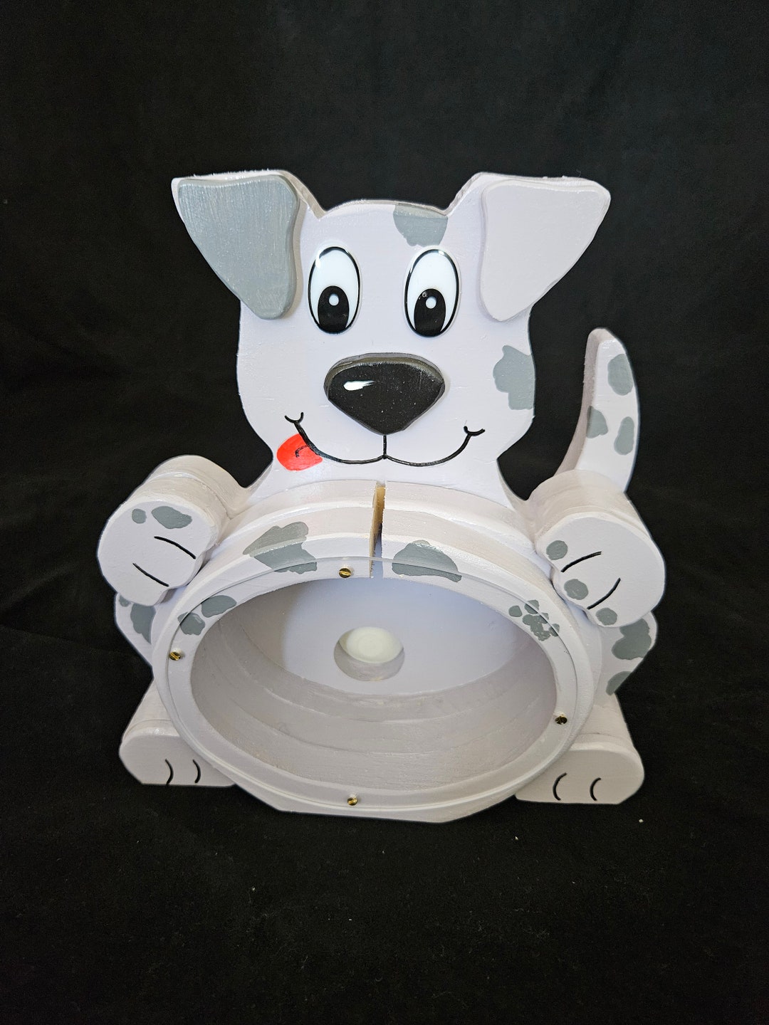 Dog Bank Made From Solid Wood Painted in Grays With Spots - Etsy