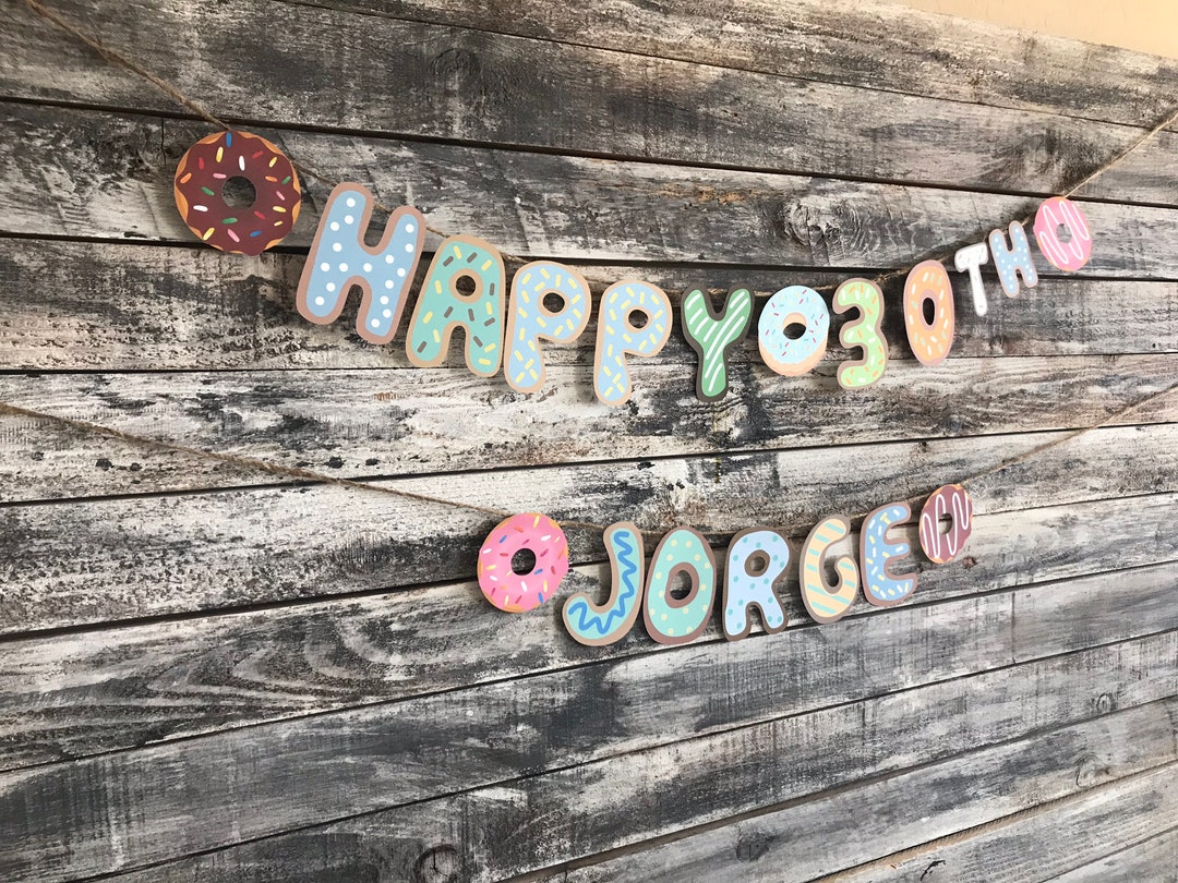 Happy Birthday Donut Banner, Donut Banner, Personalized Donut Banner ...