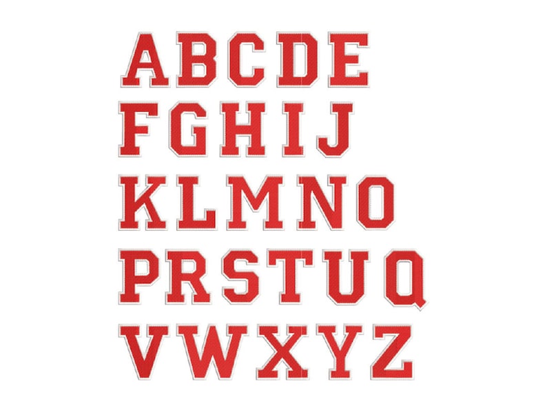 College Style Letter Alphabet A-Z Embroidery Design - Etsy