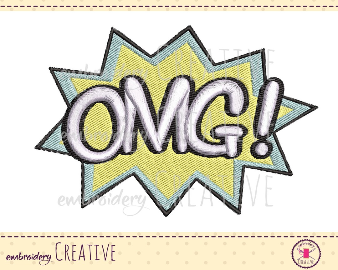 Comic OMG Machine Embroidery Design for Patch - Etsy