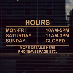 Customizable Business Hours Sign, Custom Store Front Sign, Custom Open ...
