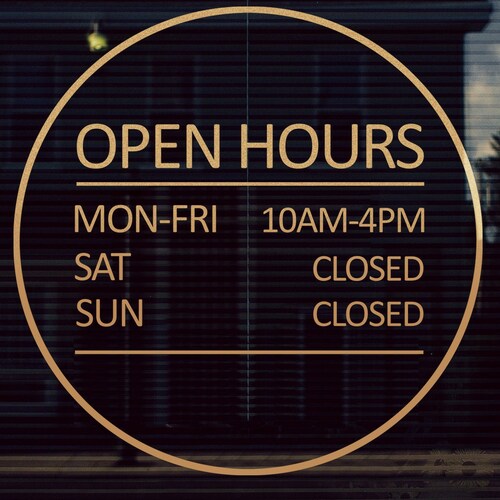 Open Hours Sign. Store Hours Modern Business Vinyl Window | Etsy