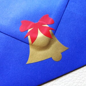 20 Gold Jingle Bell With Bow Stickers, Holiday Stickers, Christmas ...