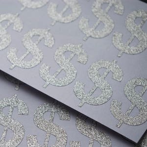 24 Dollar Sign Glitter Stickers, Cash Stickers, Gold Envelope Seal ...