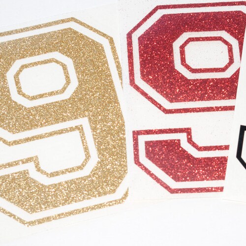 Iron on Varsity Number Glitter Iron on Vinyl Shirt Design - Etsy