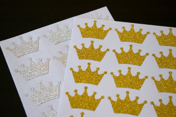 20 Glitter Crowns Crown Stickers for Inviations Princess - Etsy