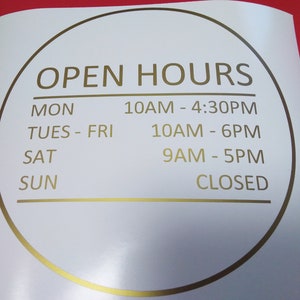 Open Hours Sign. Store Hours, Modern Business Vinyl, Window Decal ...