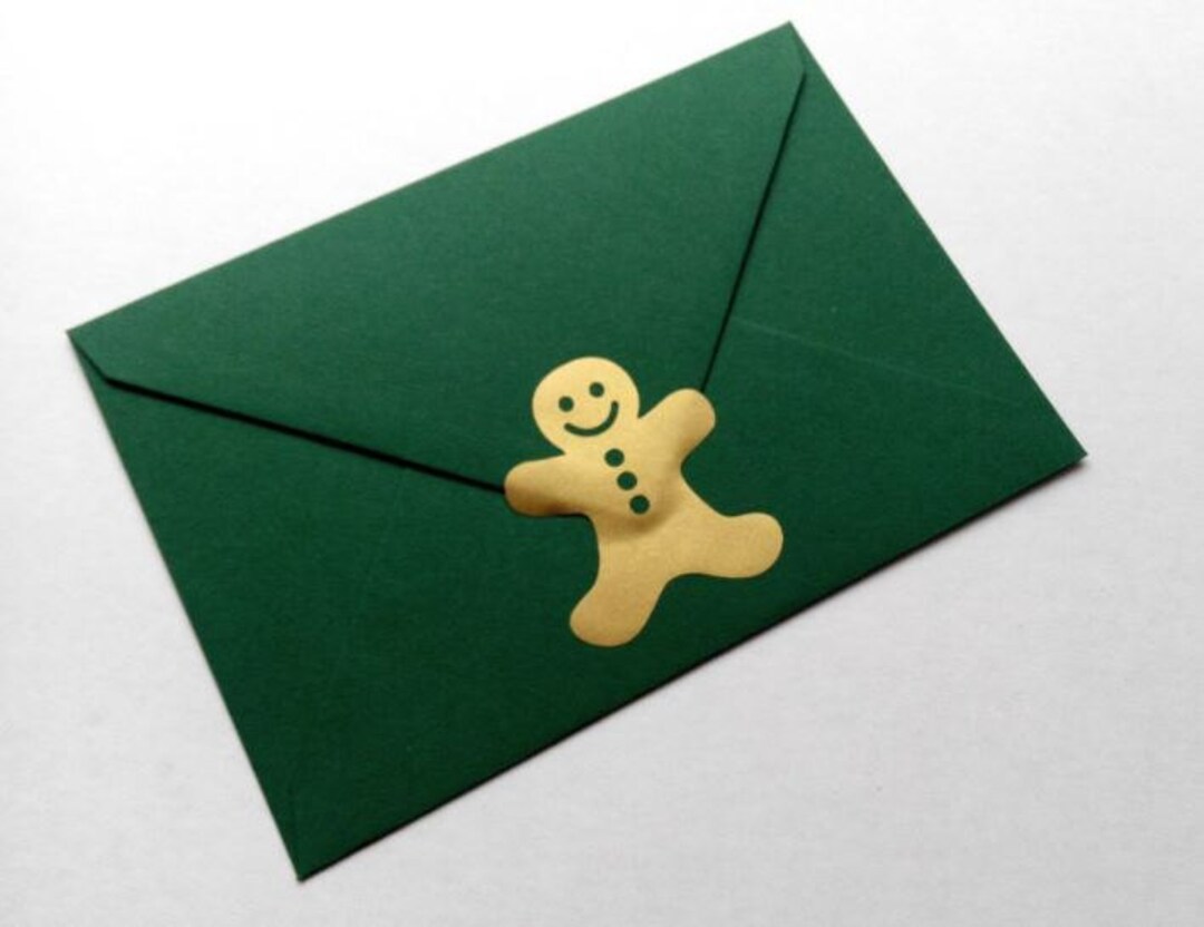 20 Gingerbread Man Stickers, Gold Christmas Stickers, Christmas ...