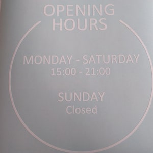 Opening Hours Sign. Gold Lettering Sign, Storefront Hours Sign, Store ...