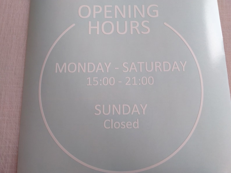 Opening Hours Sign. Gold Lettering Sign, Storefront Hours Sign, Store ...