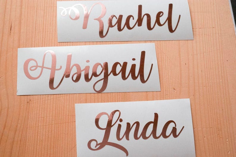 Rose Gold Name Decal, Gold Foil Custom Name, Rose Gold Script Font ...