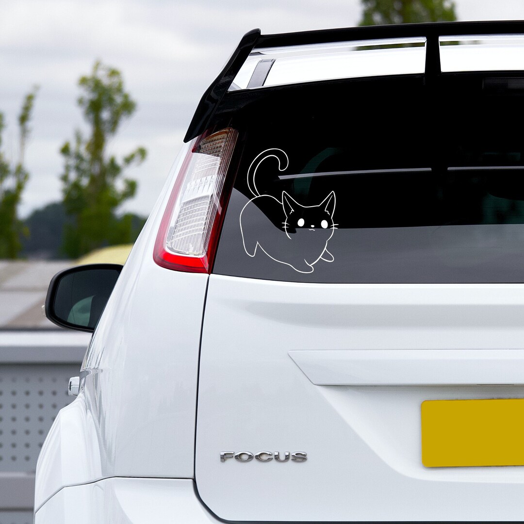 Cute Cartoon Cat Car Decal, Cat Sticker, Car Window Decals, Bumper ...