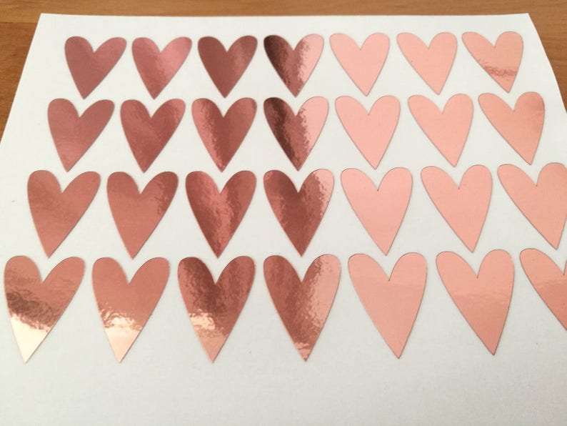 20 rose gold foil heart stickers gold foil envelope seals | Etsy