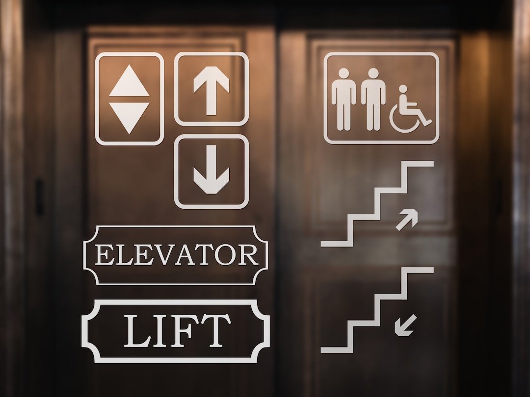 Elevator Vinyl Sign, Informative Sticker, Lift Decal, Staircase Sticker ...