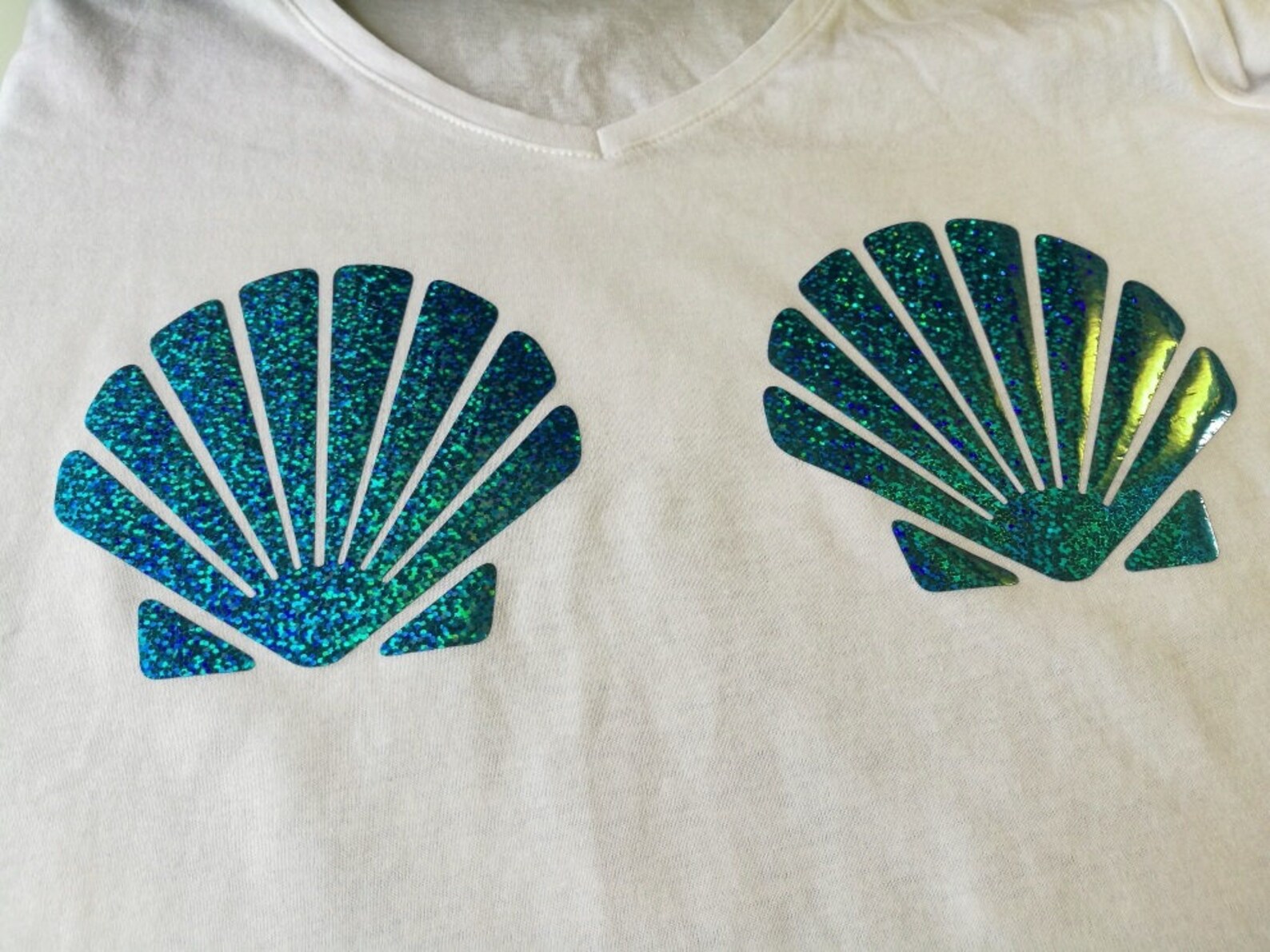 Ariel Halloween Costume, DIY Ariel Bra Tank Top, Mermaid Glitter Iron ...