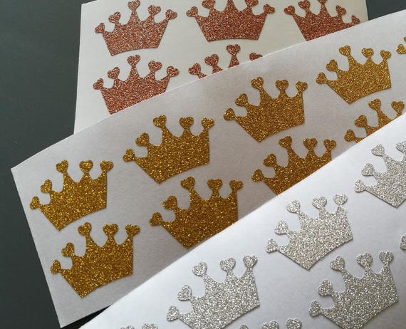 12 Crown Stickers Glitter Labels Envelope Seals Gift | Etsy