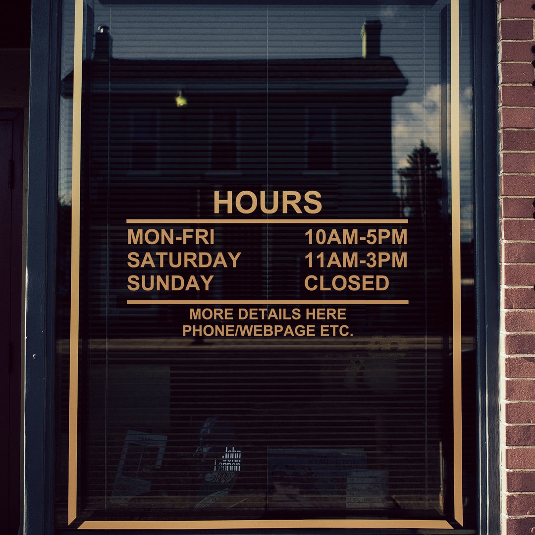 Customizable Business Hours Sign, Custom Store Front Sign, Custom Open ...