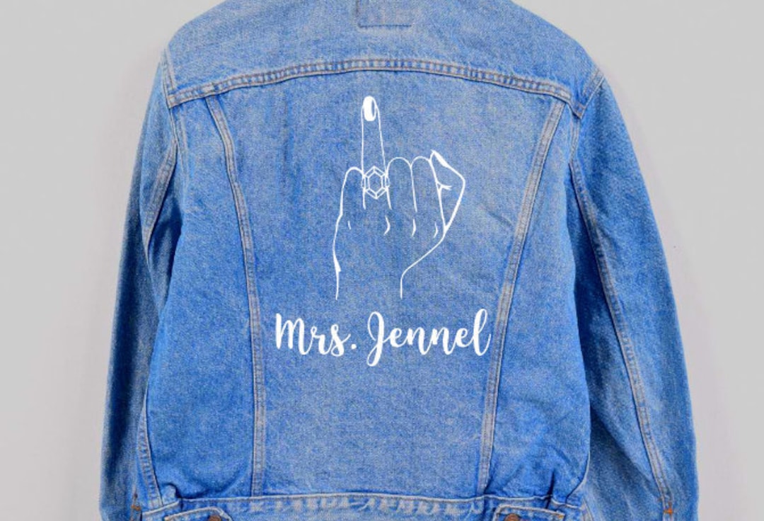 Custom Mrs Wedding Jacket Iron on Decal Finger, Bride Ring Finger, Robe ...