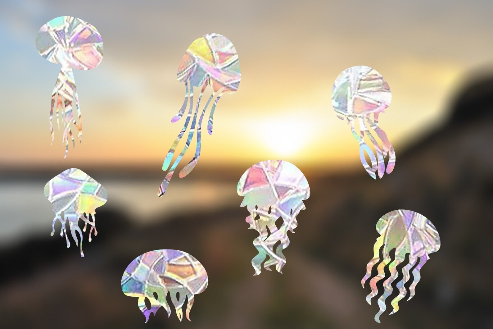 7 Jellyfish Suncatcher Jellyfish Window Decal Rainbow Maker - Etsy