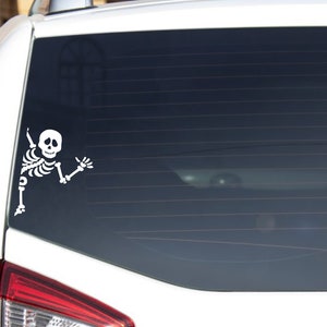 Skeleton Decal, Cute Waving Skeleton Car Window Sticker, Removable ...