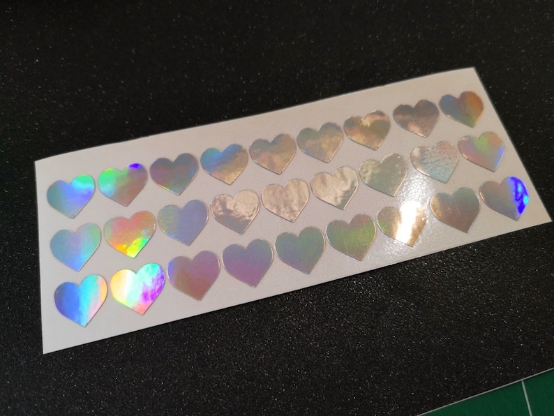 24 Holographic Heart Stickers, Iridescent Stickers, Holo Heart Envelope ...
